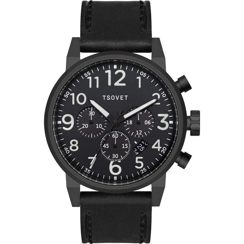 Tsovet JPT-TS44 Black Chronograph Watch Black Leather – Sportique