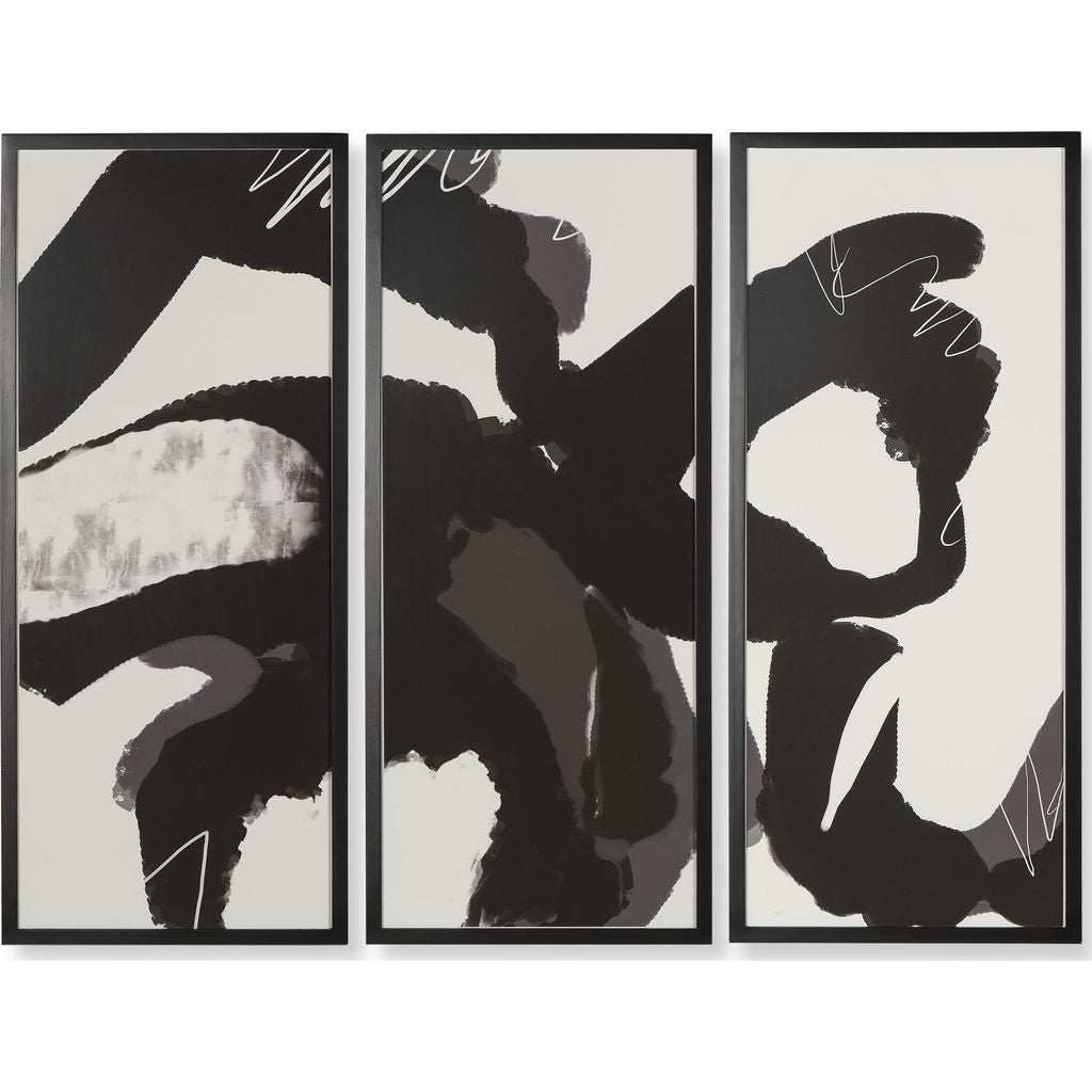 Resource Decor Ink Movement Triptych Framed Print | Solid Wood – Sportique