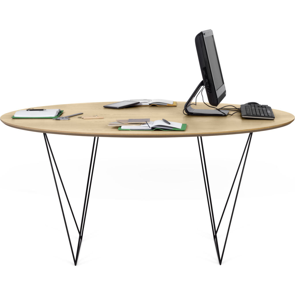 TemaHome Row 150 Round Trestle Dining Table Oak / Black Steel – Sportique