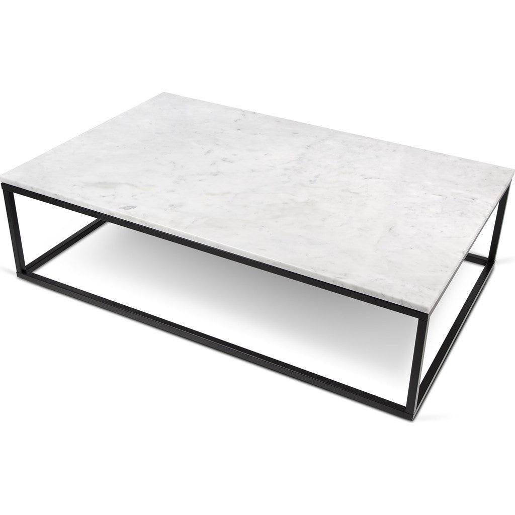 TemaHome Prairie 47X30 Marble Coffee Table White Marble Top/Black ...