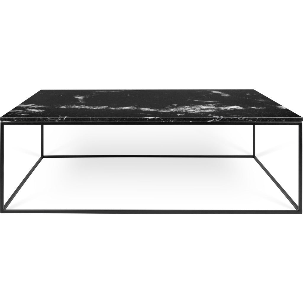 TemaHome Gleam 47x30 Marble Coffee Table Black Marble / Black Lacquered ...