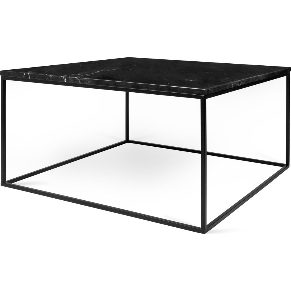 TemaHome Gleam 30x30 Marble Coffee Table Black Marble / Black Lacquered ...
