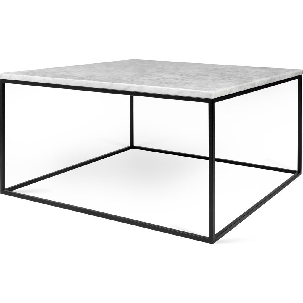 TemaHome Gleam 30x30 Marble Coffee Table White Marble / Black Lacquered ...