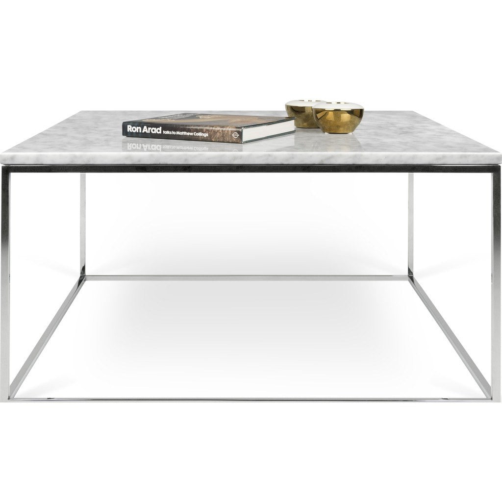 TemaHome Gleam 30x30 Marble Coffee Table White Marble / Chrome 187042 ...