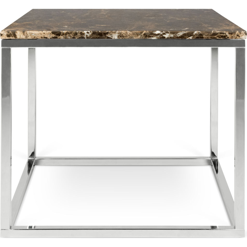 TemaHome Prairie 20 X 20" Marble End Table Brown Marble/Chrome – Sportique