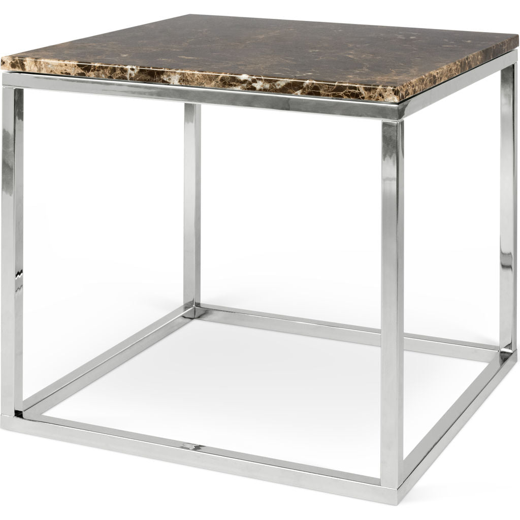 TemaHome Prairie 20 X 20" Marble End Table Brown Marble/Chrome – Sportique