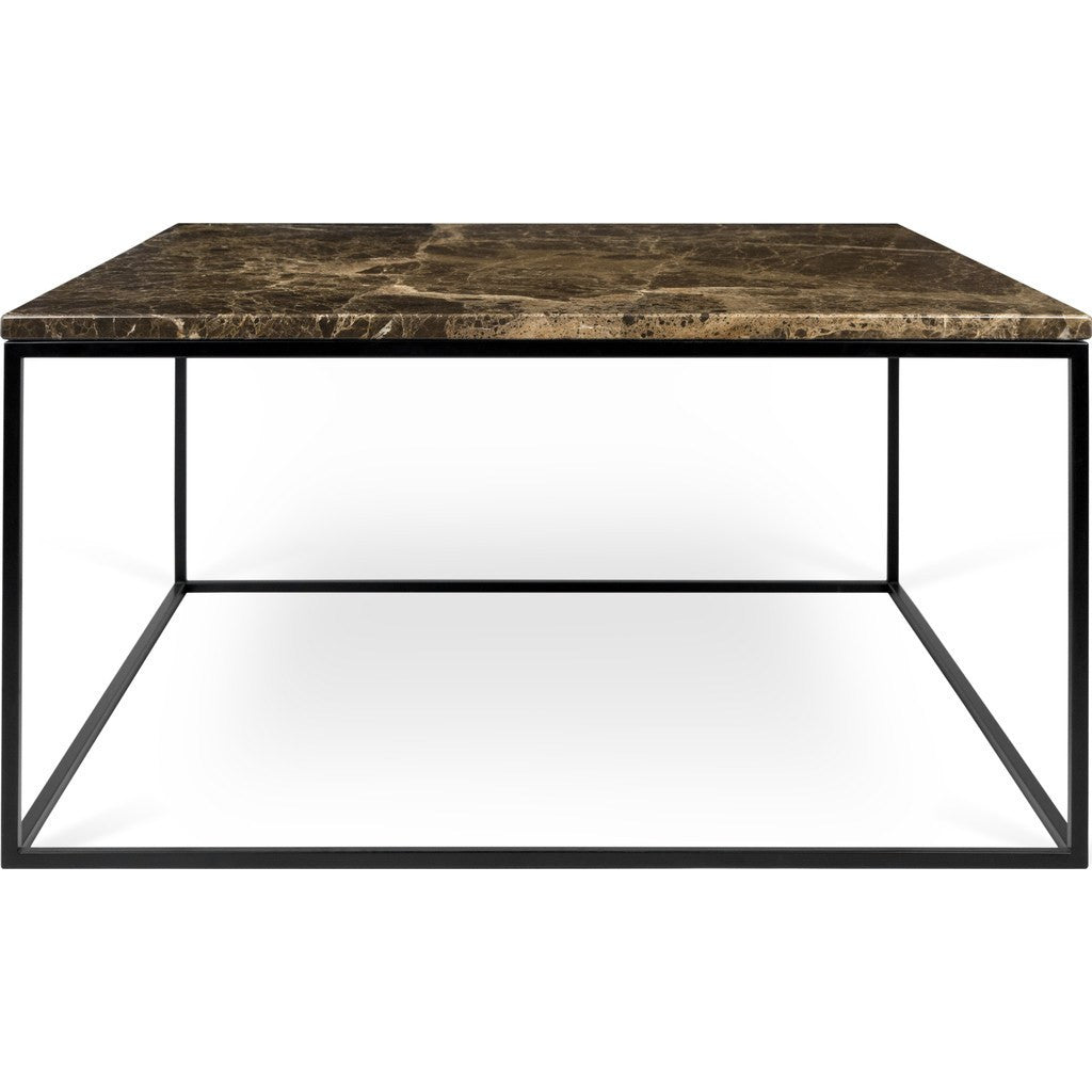 TemaHome Gleam 30x30 Marble Coffee Table Brown Marble / Black Lacquered ...
