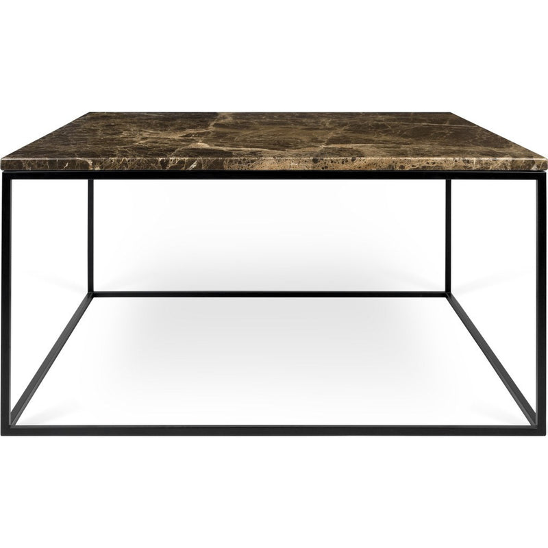 TemaHome Gleam 30x30 Marble Coffee Table Brown Marble / Black Lacquered ...