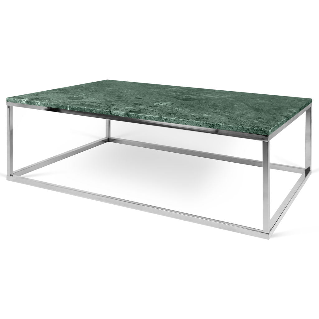 TemaHome Prairie 47 X 30" Marble Coffee Table Green Marble Top/Chrome ...