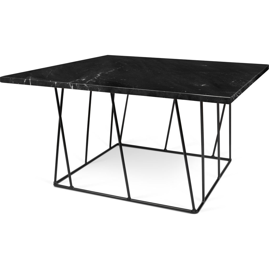 TemaHome Helix 30x30 Marble Coffee Table Black Marble / Black Lacquered ...