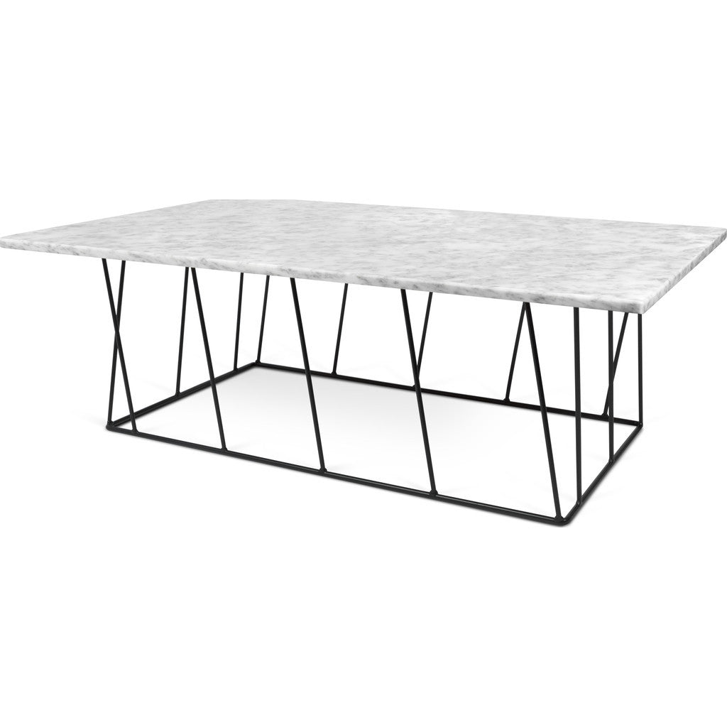 TemaHome Helix 47x30 Marble Coffee Table White Marble / Black Lacquered ...