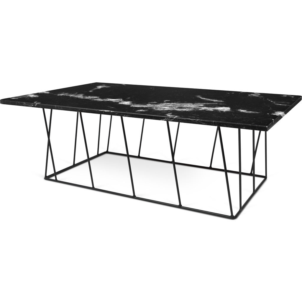 TemaHome Helix 47x30 Marble Coffee Table Black Marble / Black Lacquered ...