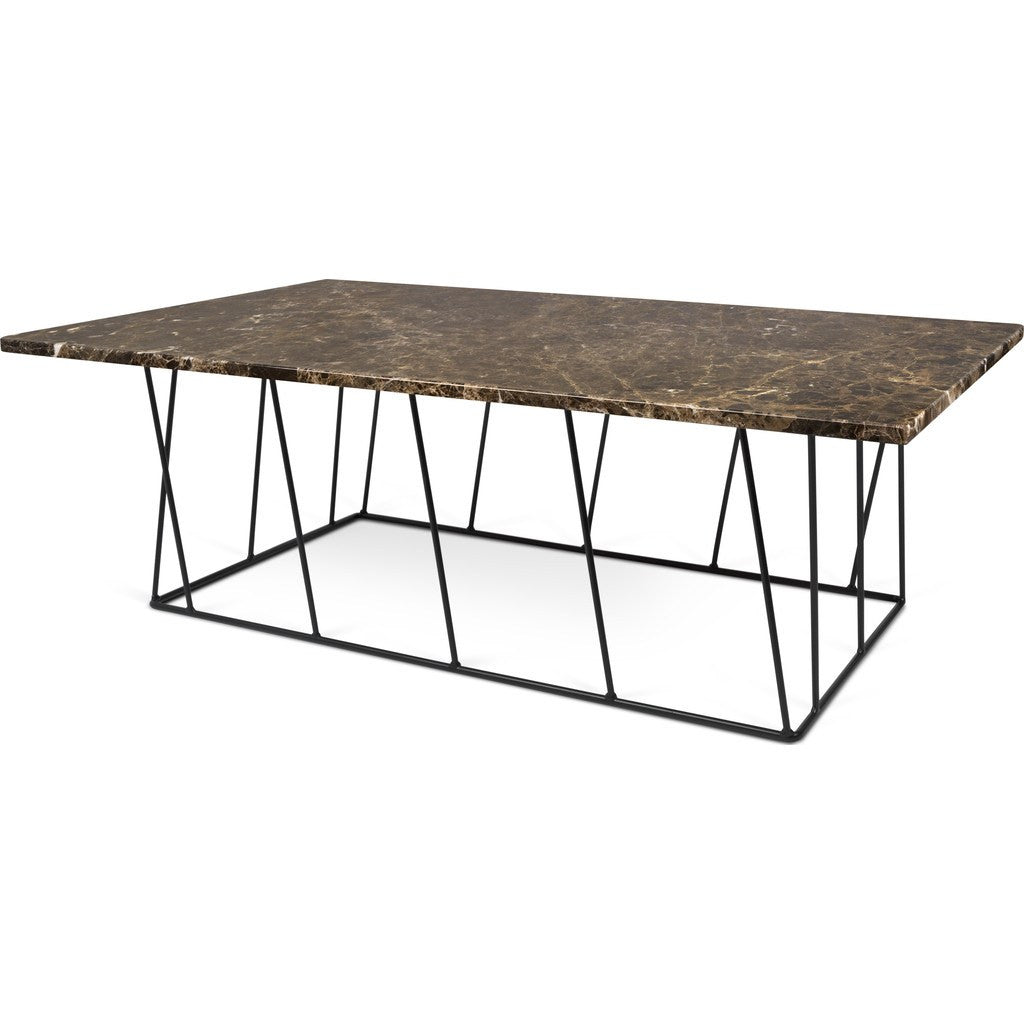 TemaHome Helix 47x30 Marble Coffee Table Brown Marble / Black Lacquered ...