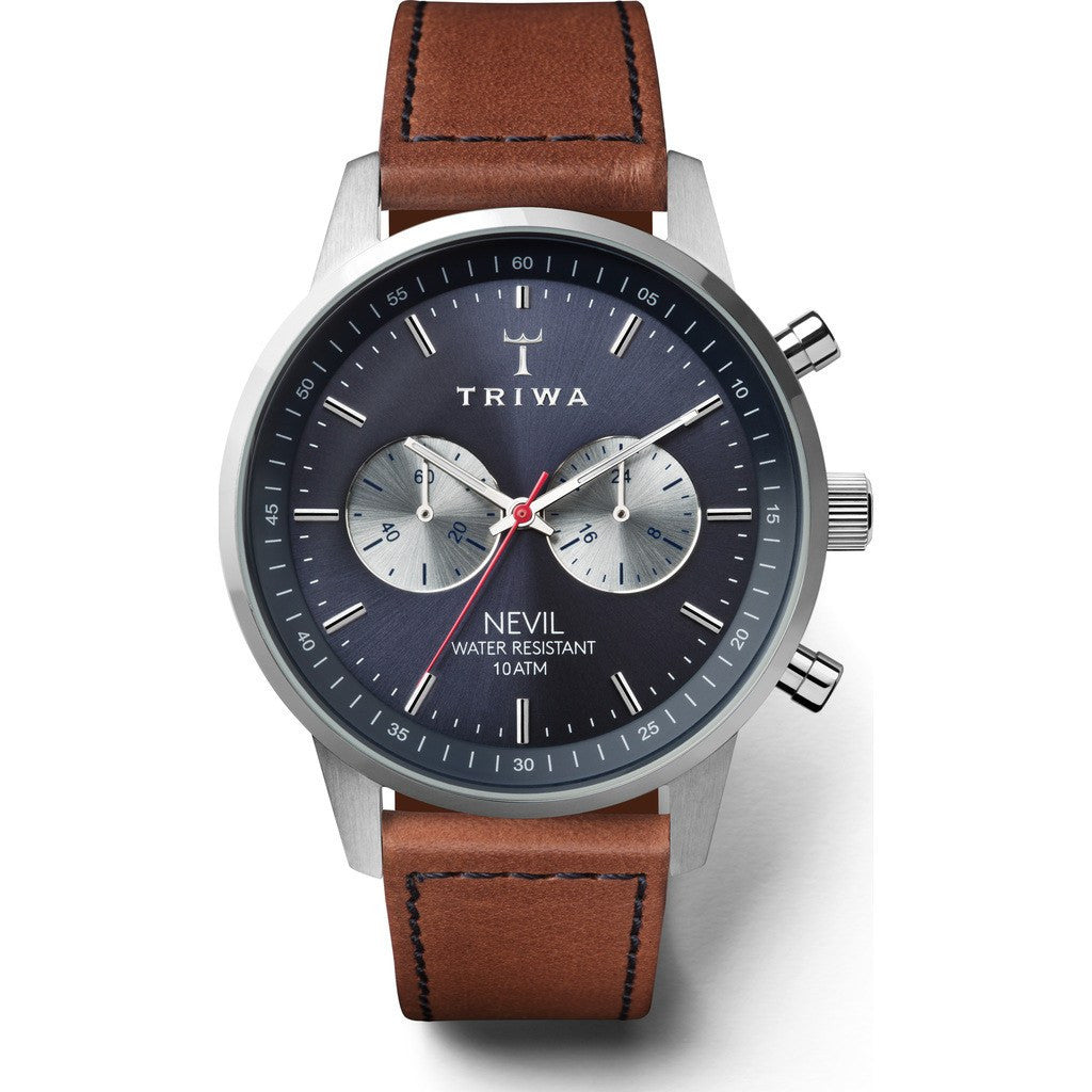 Triwa Blue Steel Nevil 2.0 Watch Brown Sewn Classic 3 Strap NEST108:2 ...