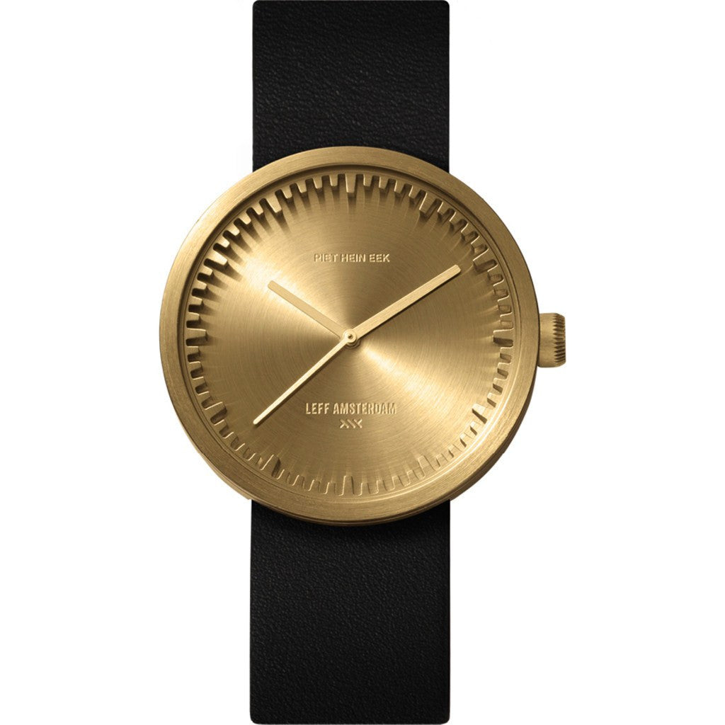LEFF amsterdam D38 Tube Watch | Brass/Black Leather Strap – Sportique