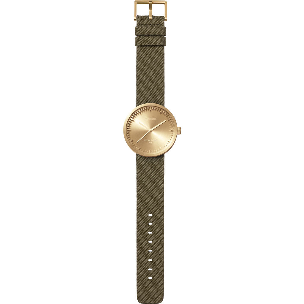 Leff Amsterdam D42 Tube Watch Cordura Leather Brass/Green LT72024 ...