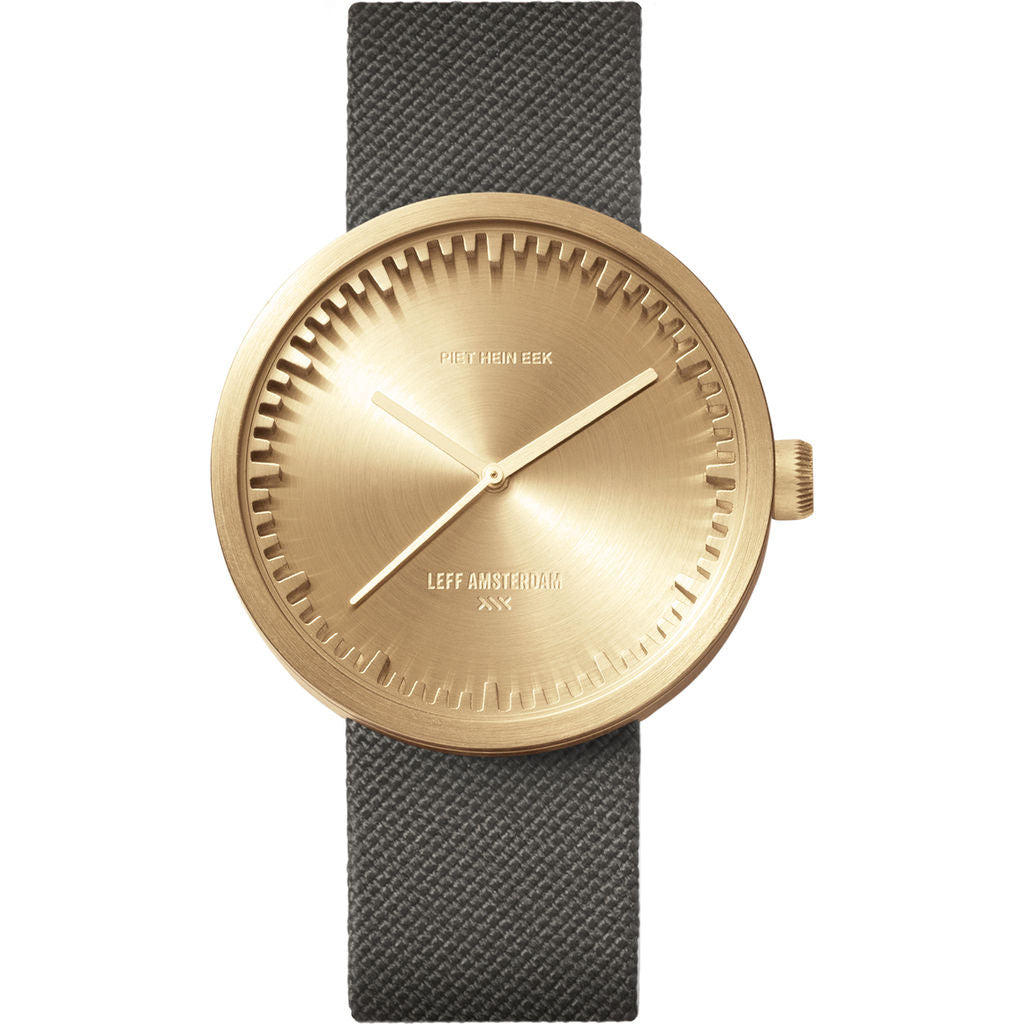 Leff Amsterdam D42 Tube Watch Cordura Leather Brass/Grey LT72025 ...