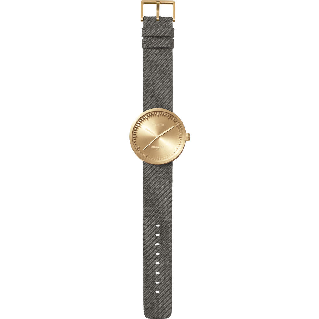 Leff Amsterdam D42 Tube Watch Cordura Leather Brass/Grey LT72025 ...