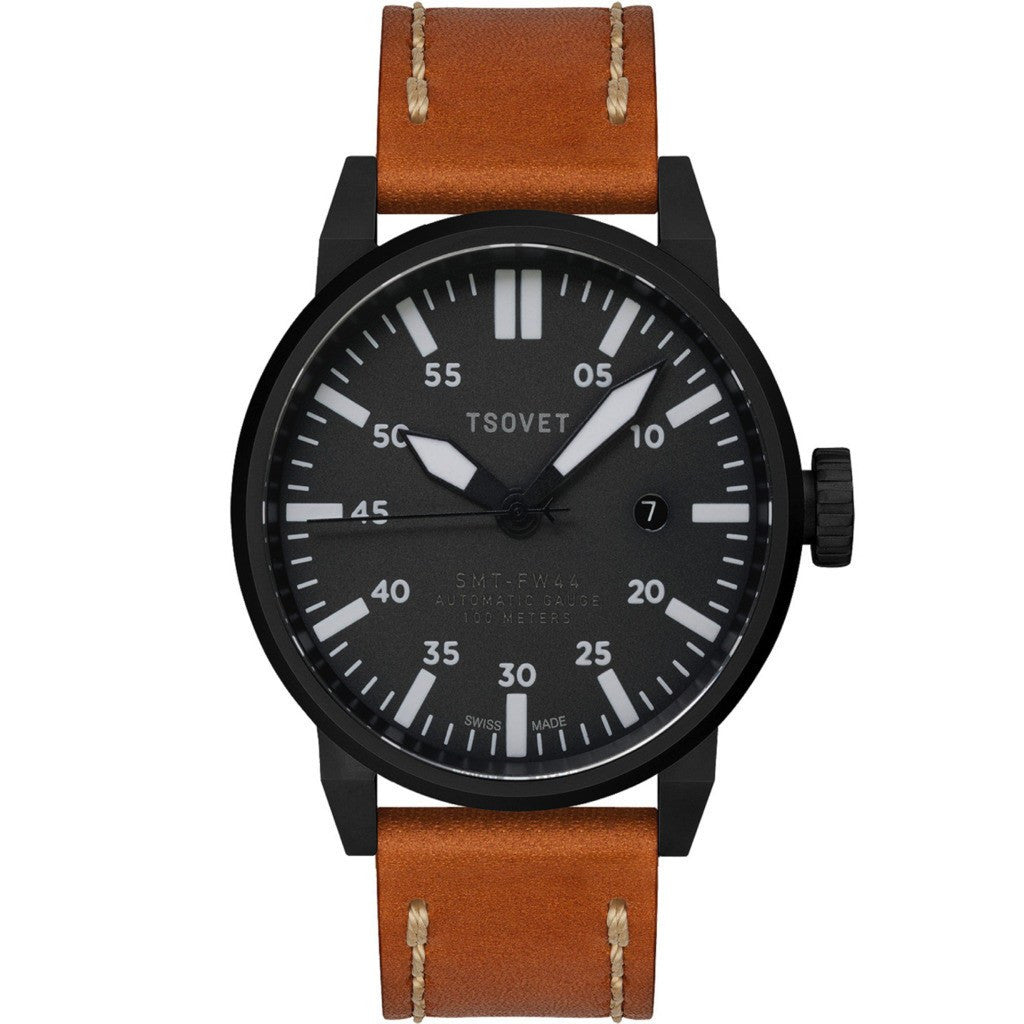 Tsovet SMT-FW44 Black & Grey Automatic Watch Tan FW331713-45A – Sportique