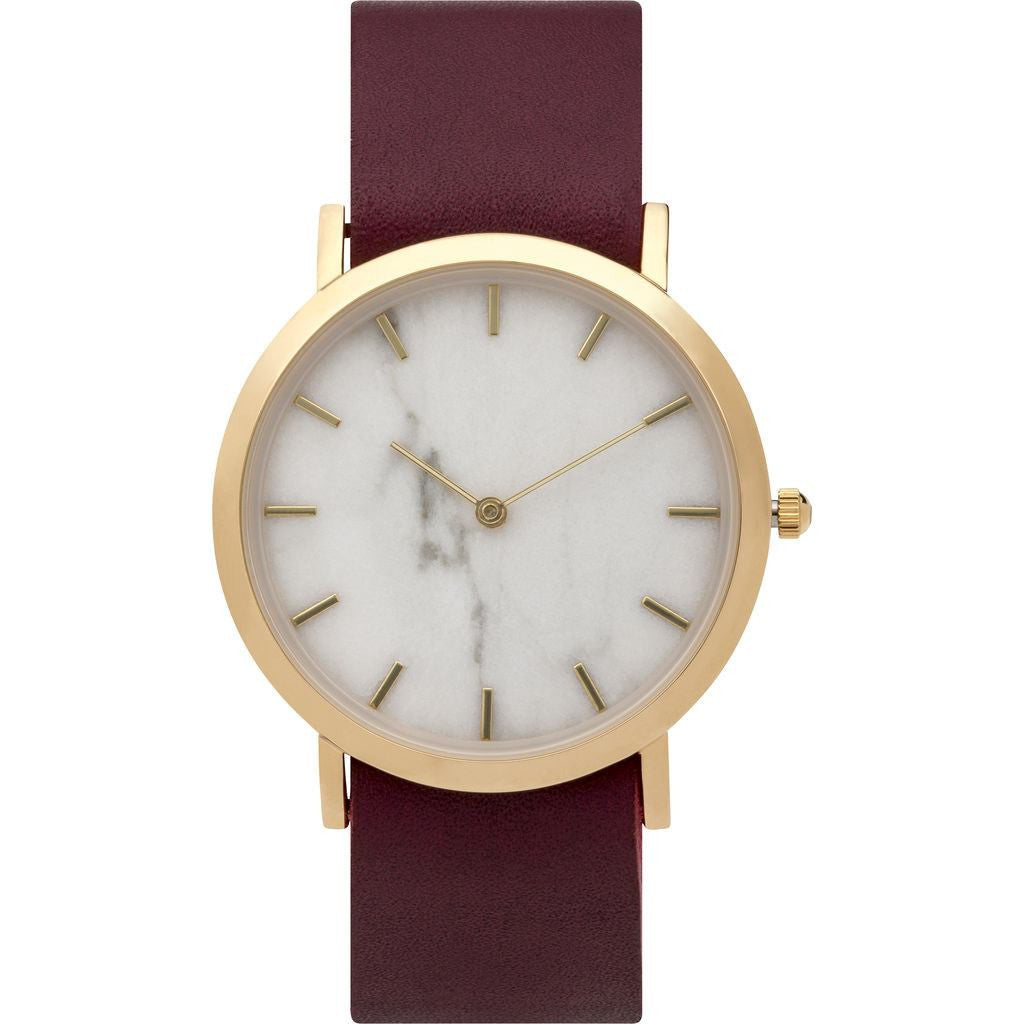 Analog Classic Genuine White Marble Watch Cherry Strap – Sportique