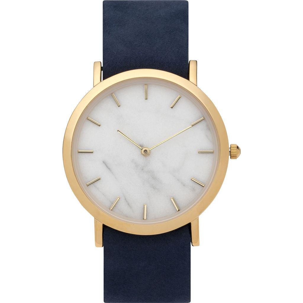 Analog Classic Genuine White Marble Watch Navy Strap – Sportique