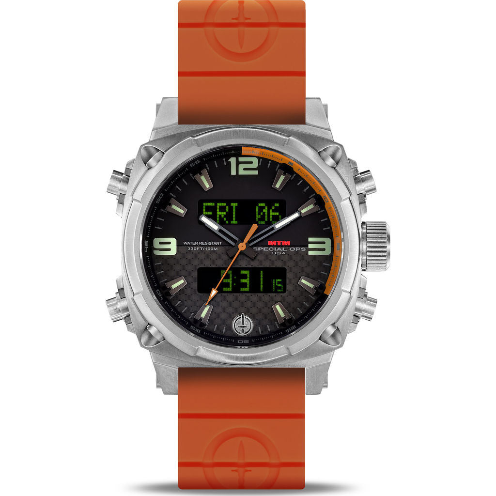 MTM Special Ops Airstryk II Watch Silver Titanium/Carbon Orange/Orange ...