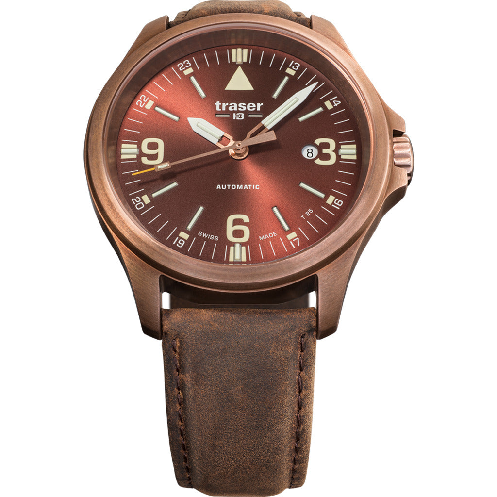 traser H3 Brown P67 Officer Pro Automatic Watch with Leather Strap ...