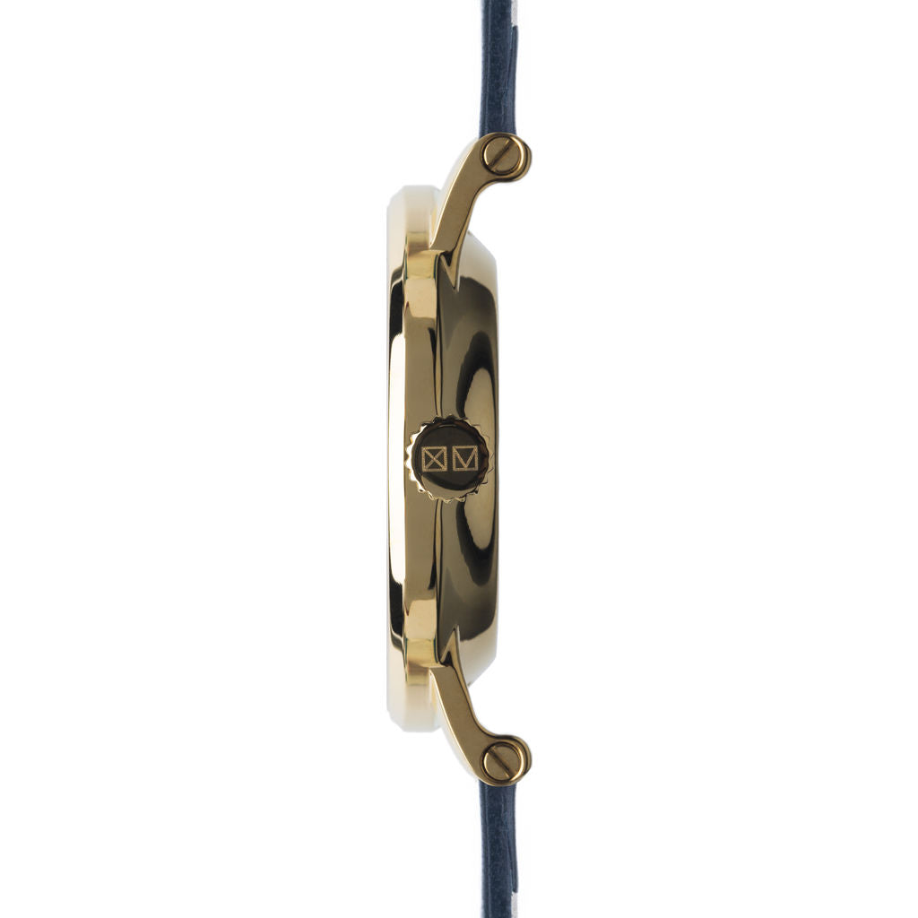 squarestreet SQ38 Plano Polished Gold Watch White/Navy Leather – Sportique