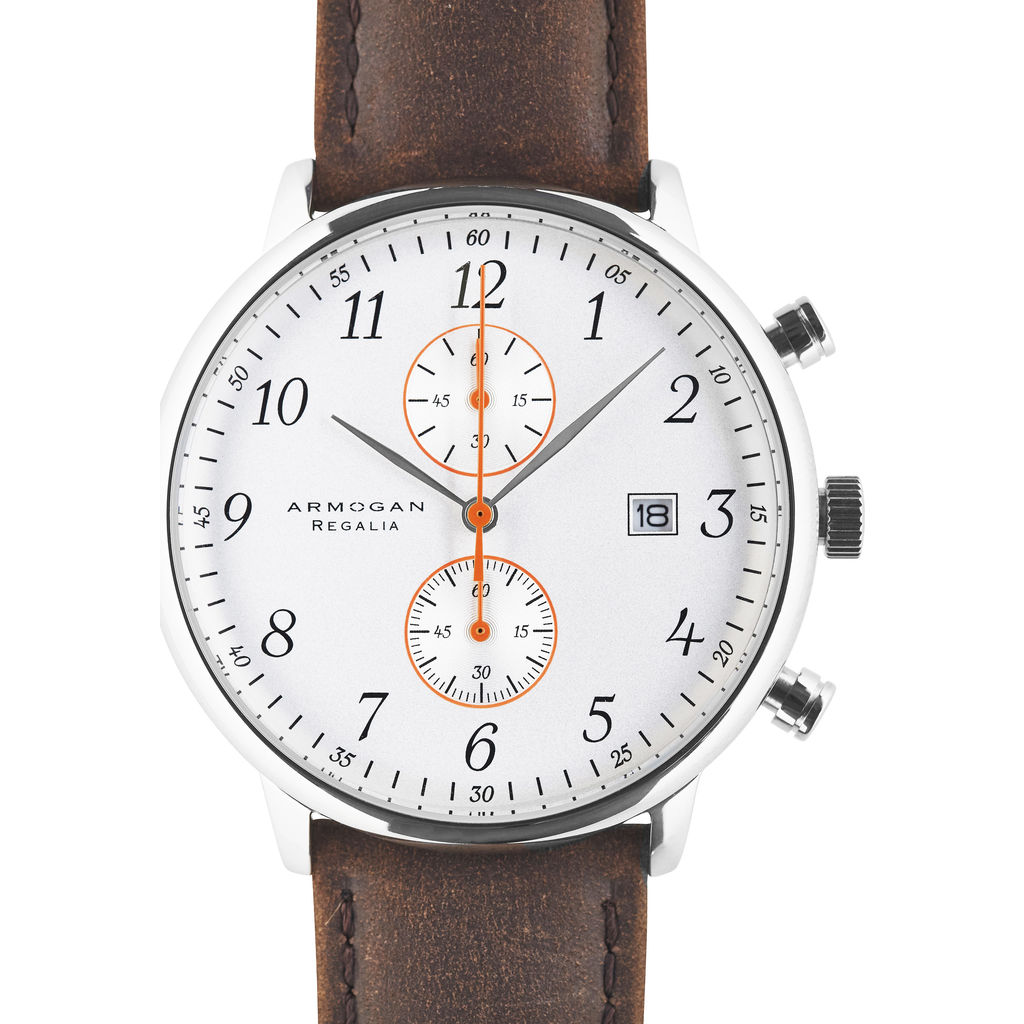 Armogan Regalia S-87 Chronograph Watch Silvered White – Sportique