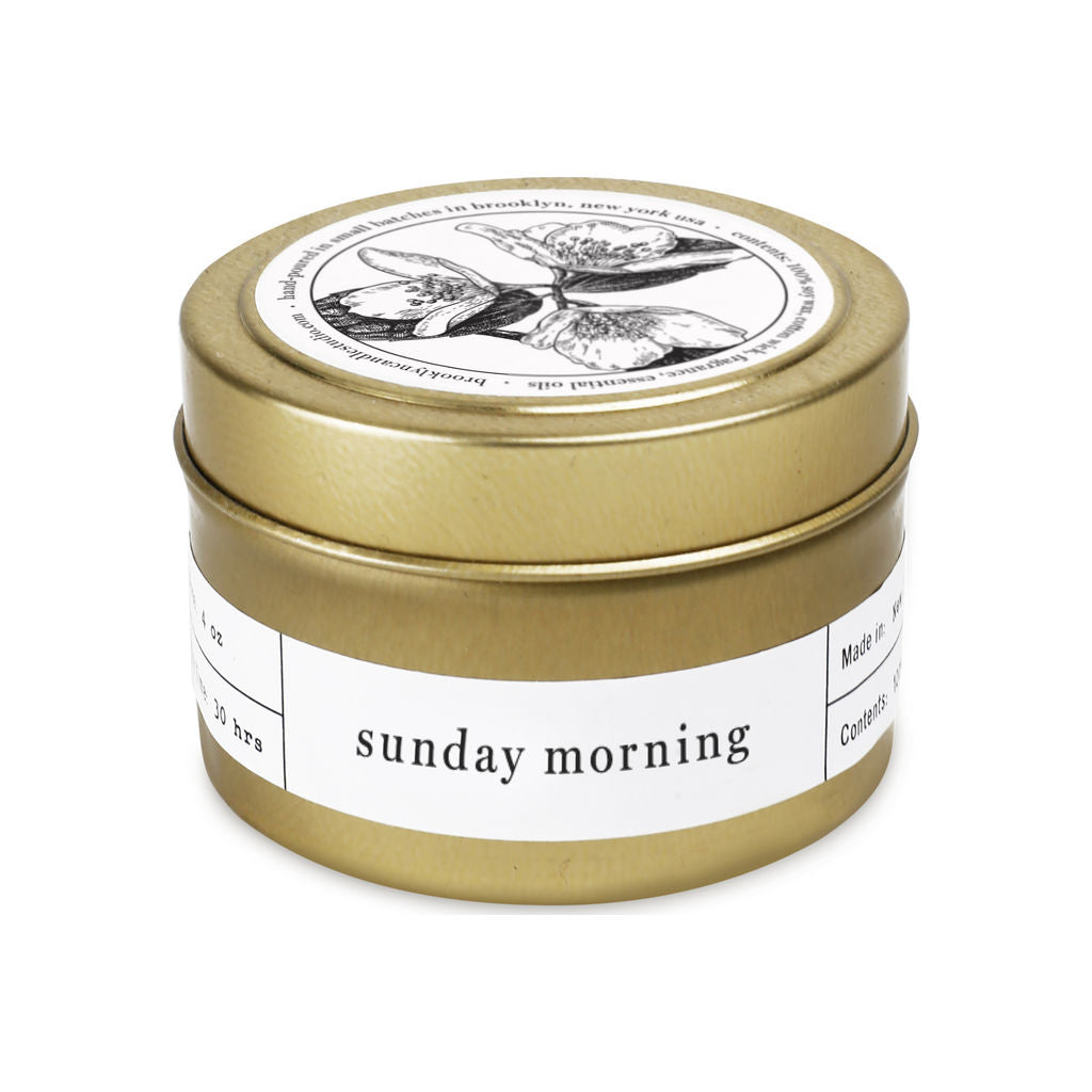 Brooklyn Candle Studio Gold Travel Tin Candle | Sunday Morning – Sportique