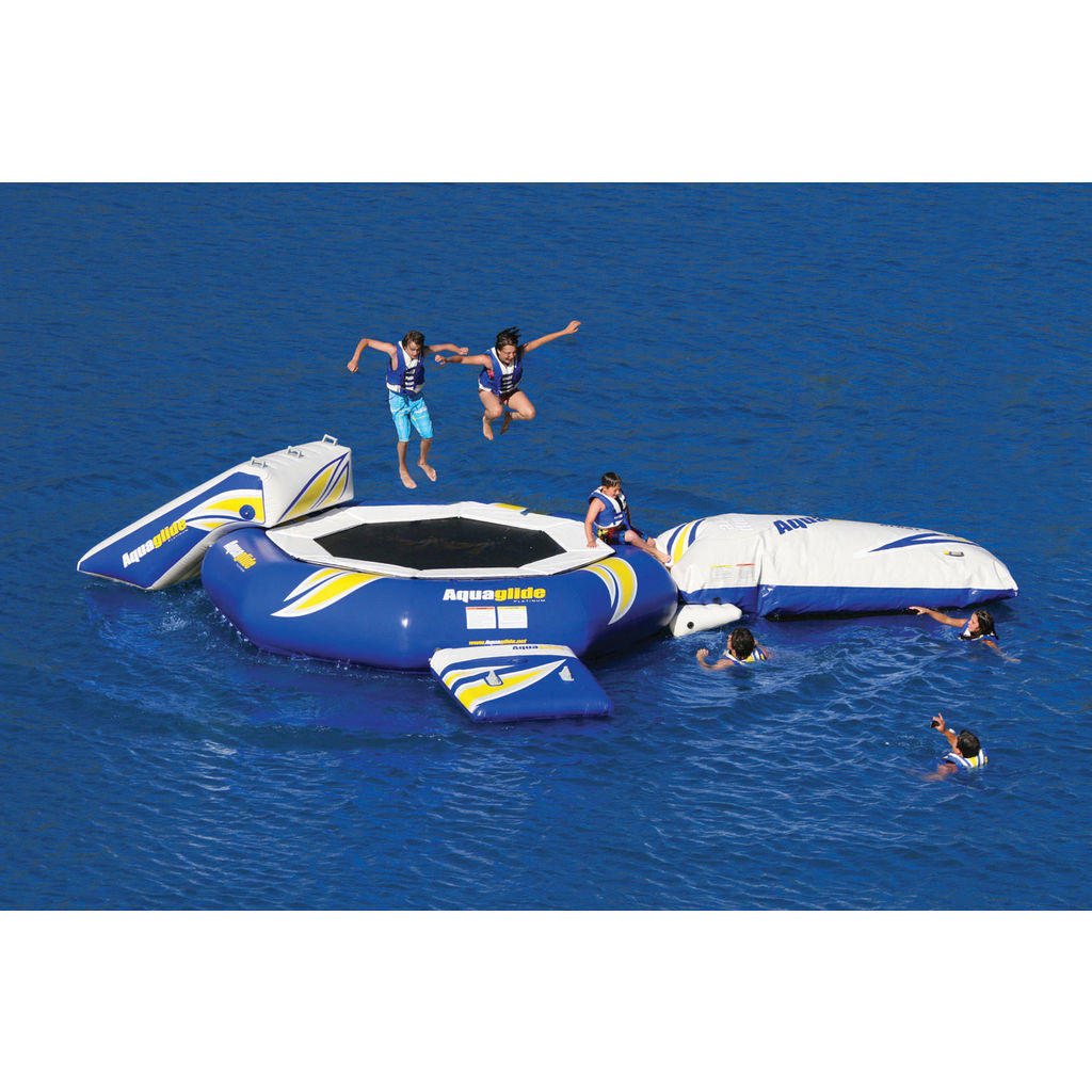 Aquaglide Supertramp 14 Inftable Trampoline w/ Blast Bag & Log Yellow ...