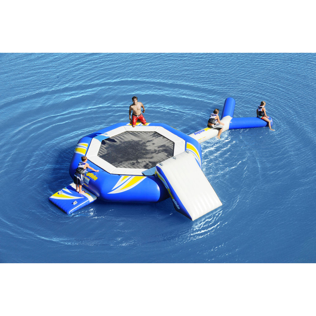 Aquaglide Supertramp 14 Inftable Trampoline w/ Blast Bag & Log Yellow ...