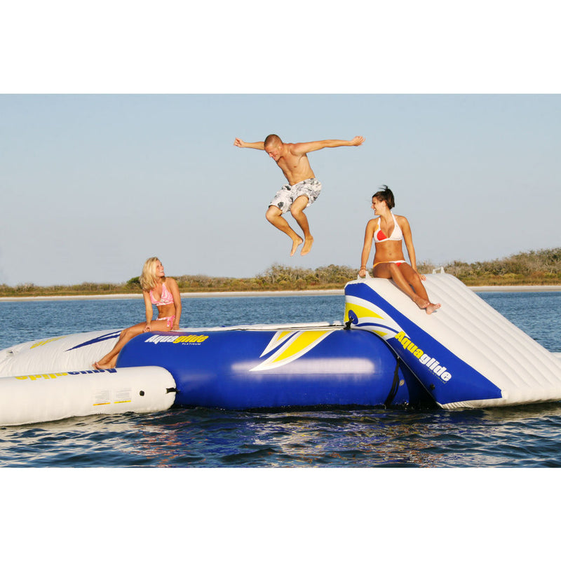 Aquaglide Supertramp 14 Inftable Trampoline w/ Blast Bag & Log Yellow ...