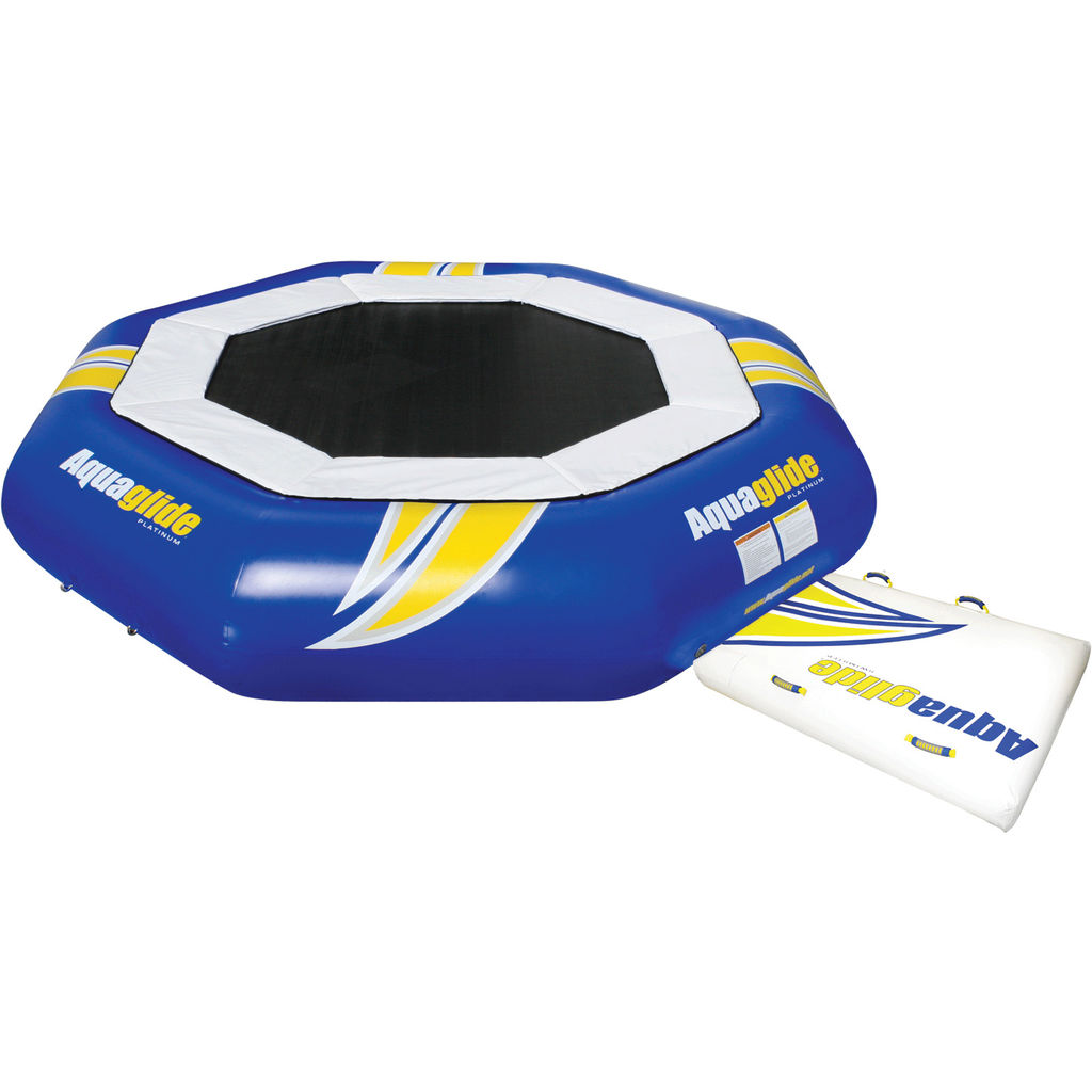 Aquaglide Supertramp 14 Inftable Trampoline w/ Swimstep Yellow/Blue ...