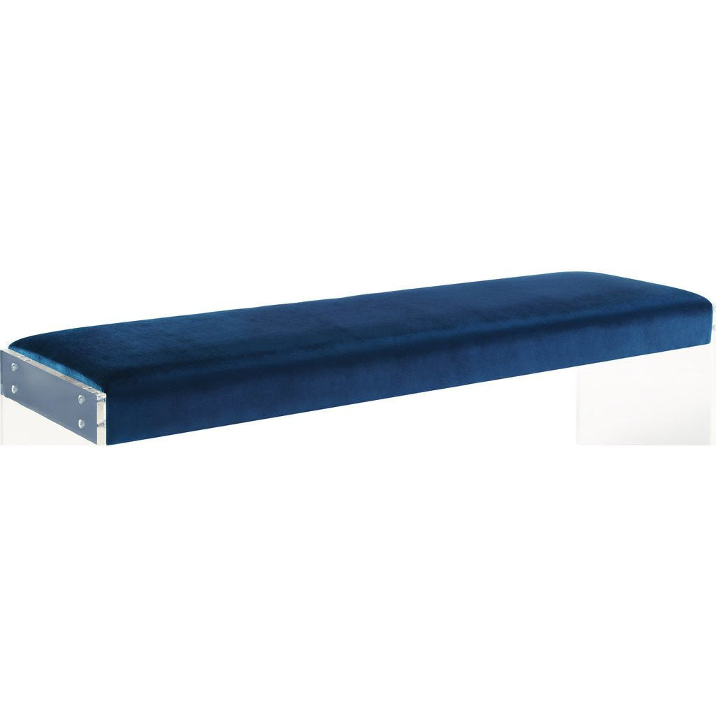 TOV Furniture Envy Velvet/Acrylic Bench Blue TOV-O55 – Sportique