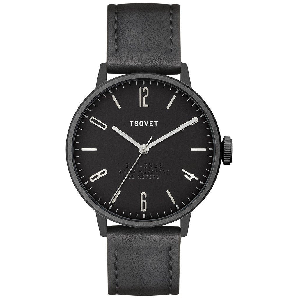 Tsovet SVT-CN38 Matte Black Watch Leather CN331010-01 – Sportique